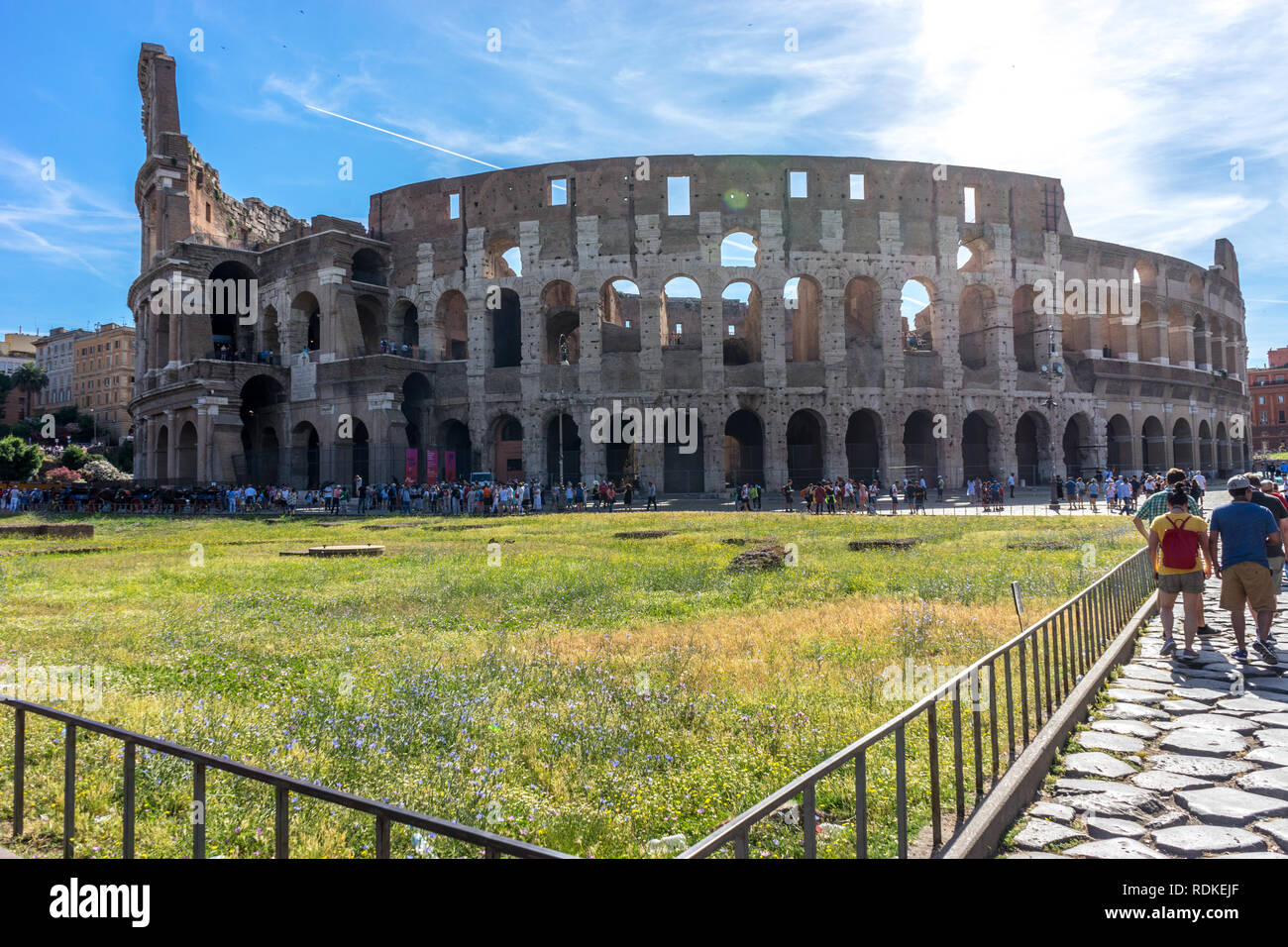 Rome, Italy - 24 June 2018: Facade of the Great Roman Colosseum ...