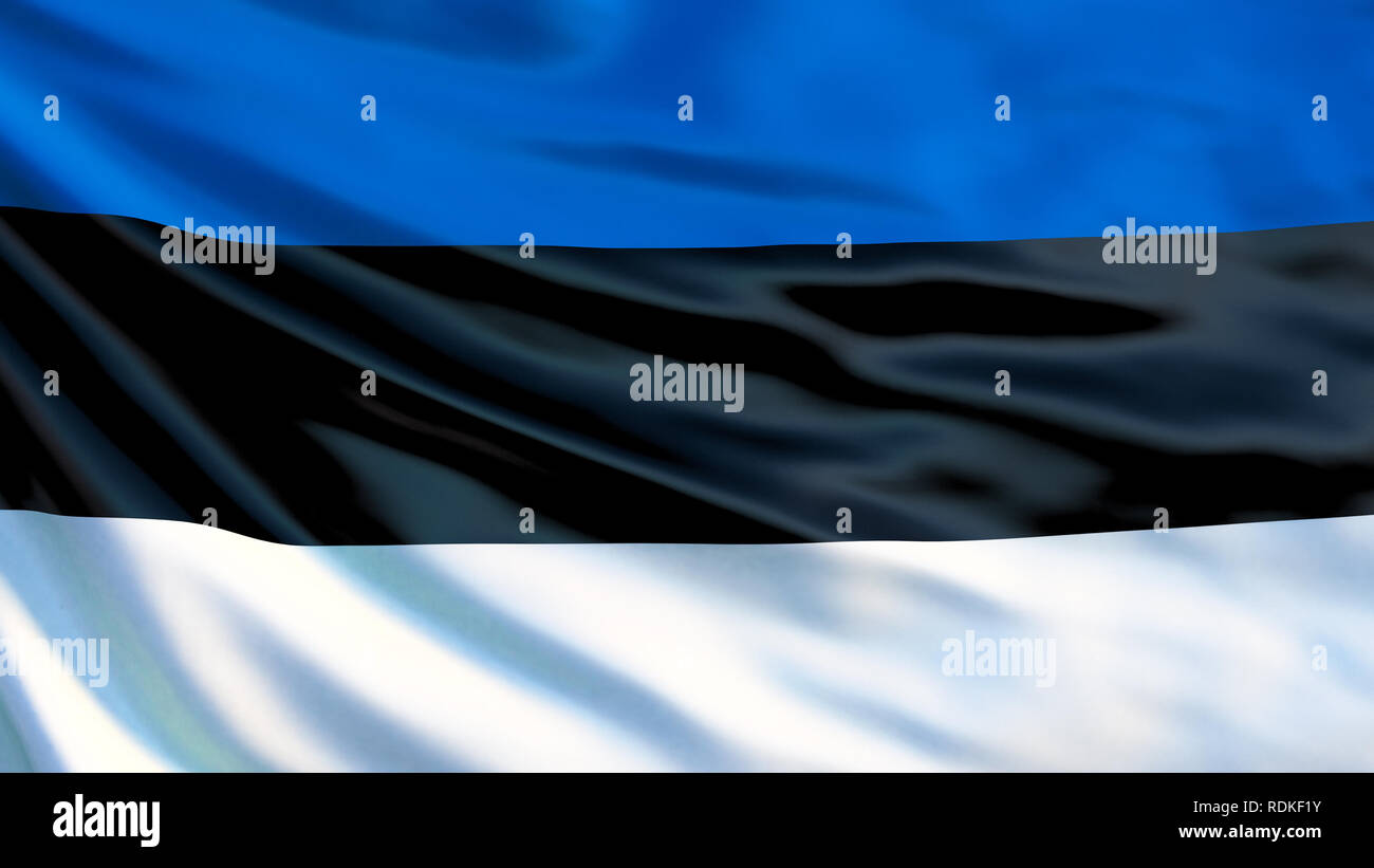 Estonia flag. Waving flag of Estonia 3d illustration. Tallinn Stock ...