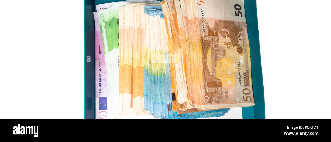 euro money banknotes, pile of money, cash, stack, new bills, isolated ...