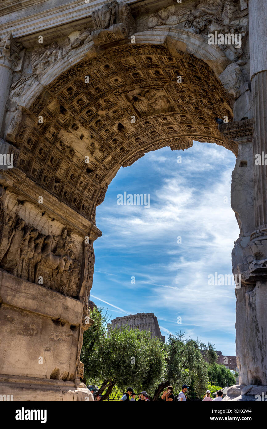 Rome, Italy - 24 June 2018: Arch of Titus on the via sacra at the roman ...