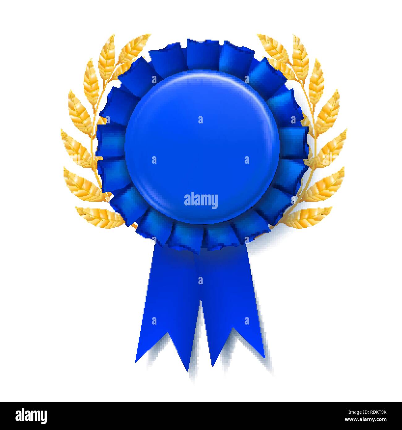 Blue Award Ribbon Vector. Reward Rosette. Abstract Sign. Quality ...