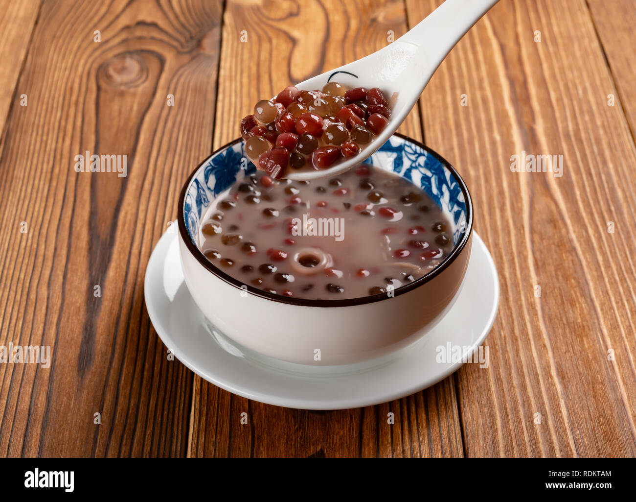 Chinese syrup of red bean and sago with shredded coconut Stock Photo ...