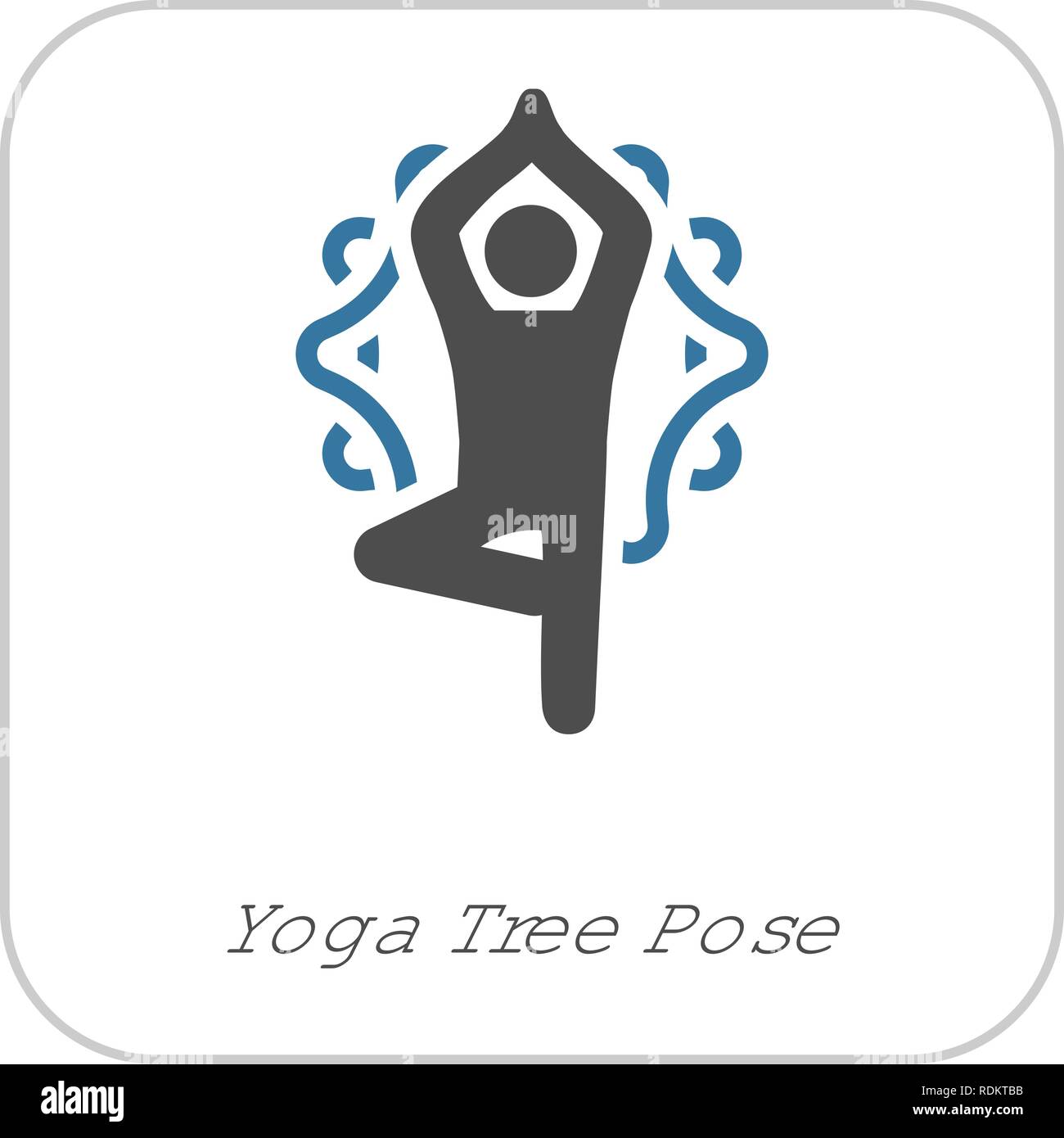 Yoga Fitness Tree Pose Icon. Flat Design Yoga Poses with Mandala ...