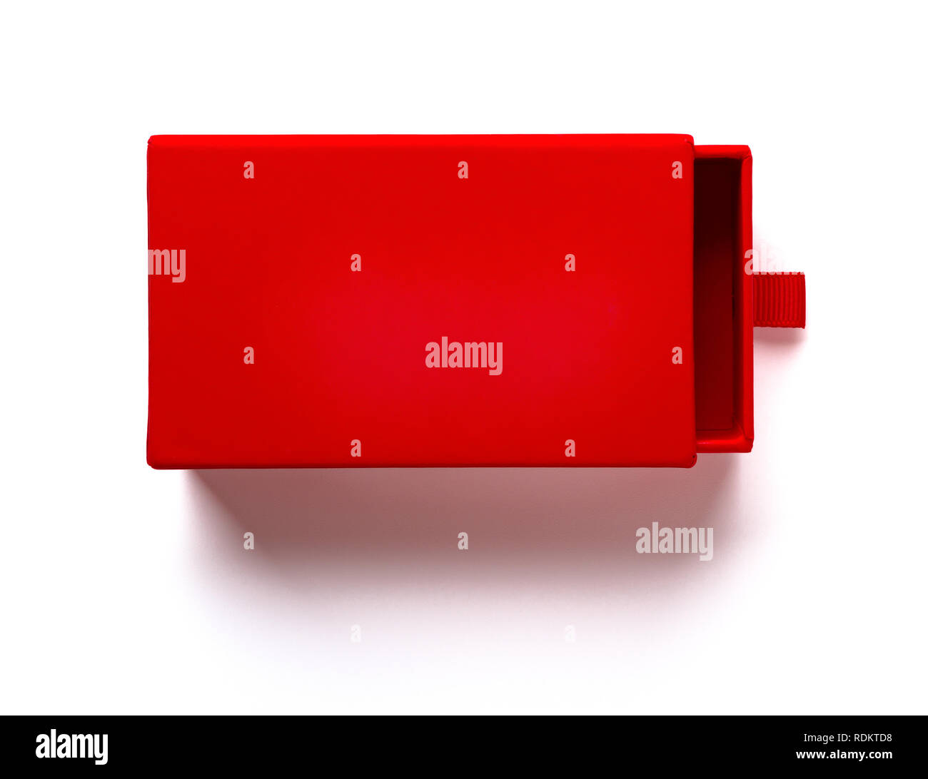 top view red gift box opened with a small gap on white background Stock ...