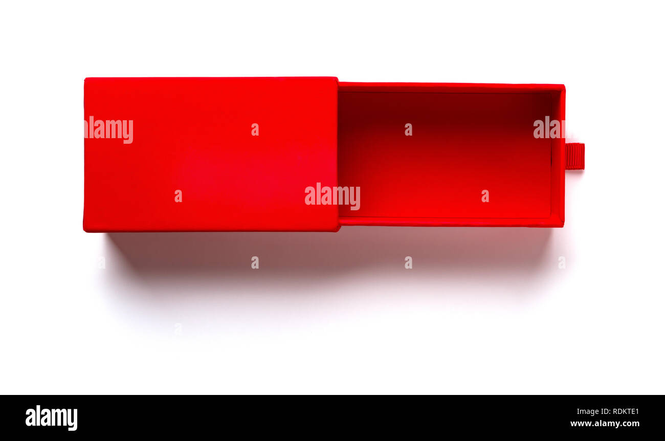top view red gift box opened with a small gap on white background Stock ...