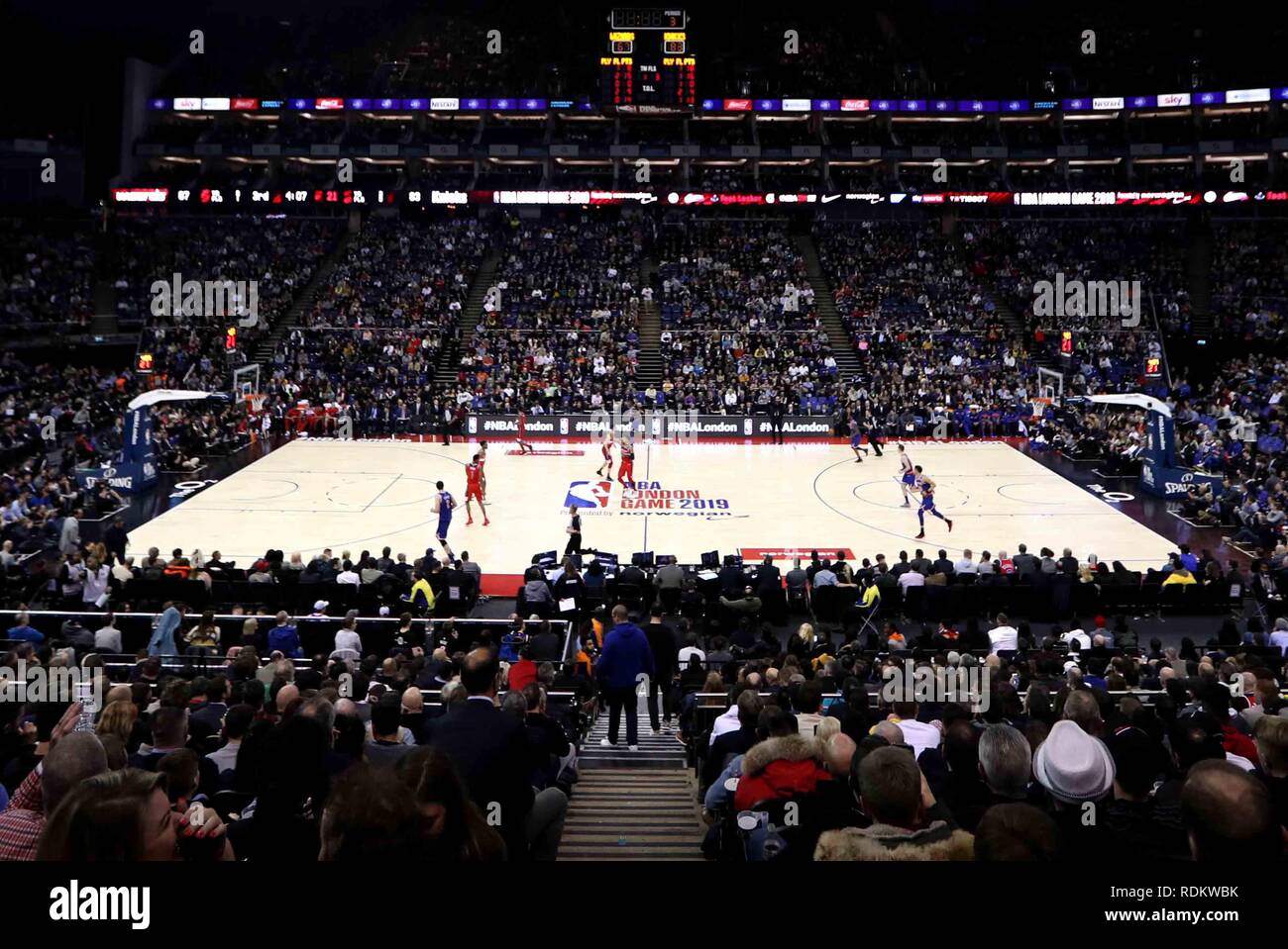 General view of the action during the NBA London Game 2019 at the O2 ...