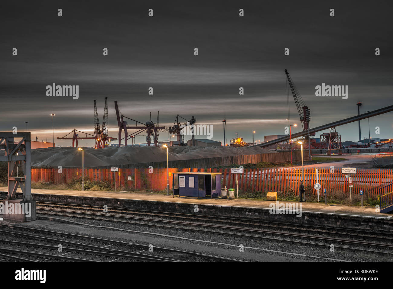 St Andrews Road, train Station, Avonmouth Docks January 2019 Stock ...