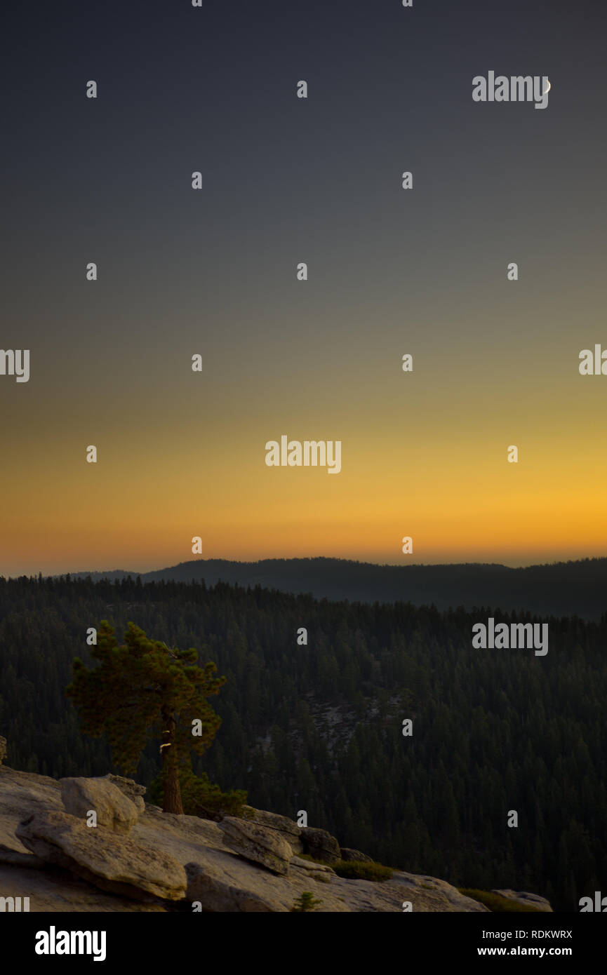 Sunset over Yosemite National Park, California, USA as viewed from ...