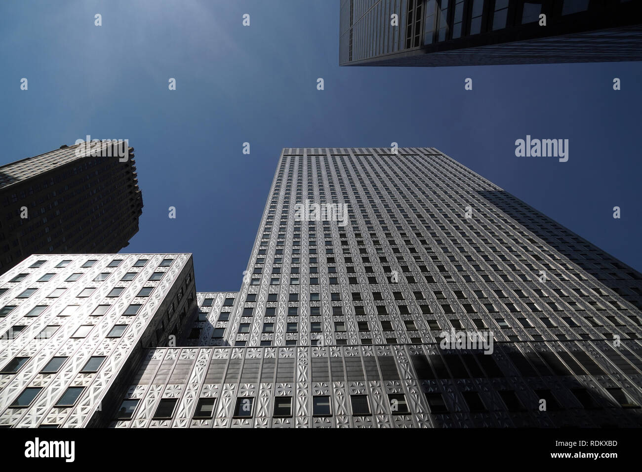 new york skyscrapers view from bottom up view Stock Photo - Alamy