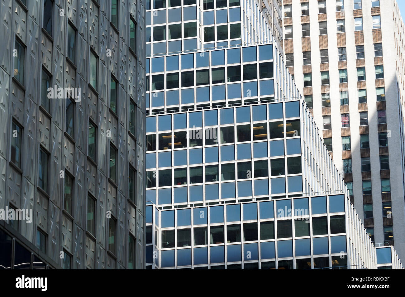 new york skyscrapers view from bottom up view Stock Photo - Alamy