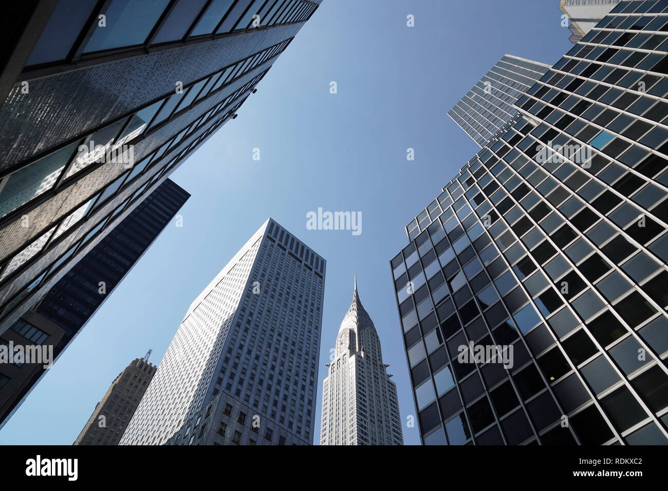 new york skyscrapers view from bottom up view Stock Photo - Alamy
