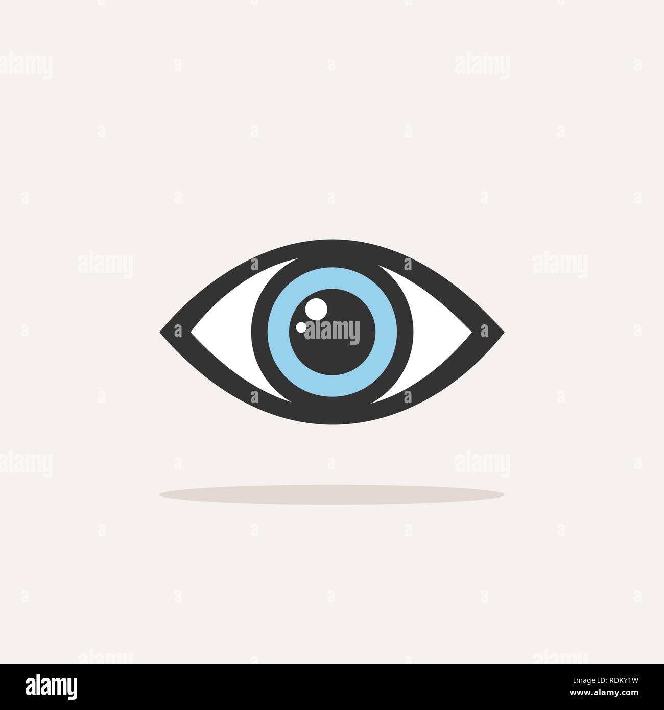 Blue eye icon with shade on a white background. Vector illustration ...