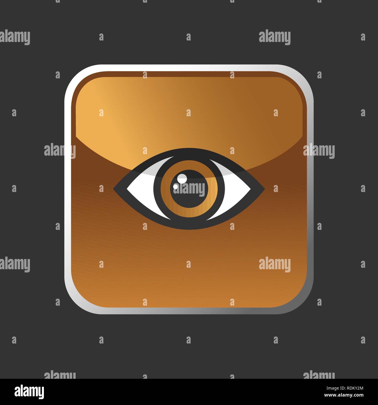 Brown eye icon on a square button. Vector illustration Stock Vector ...