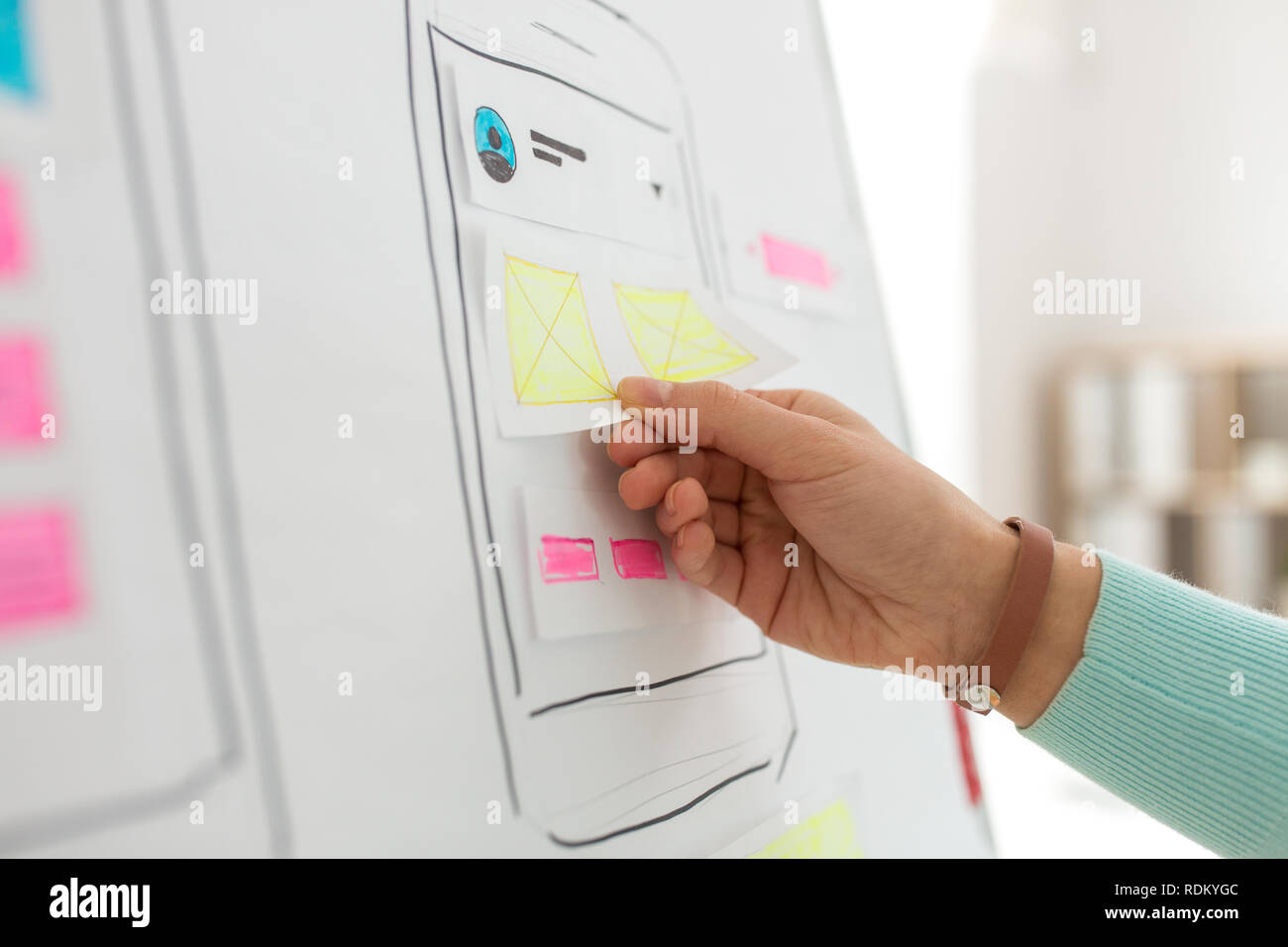 hand of developer working on ui design at office Stock Photo - Alamy
