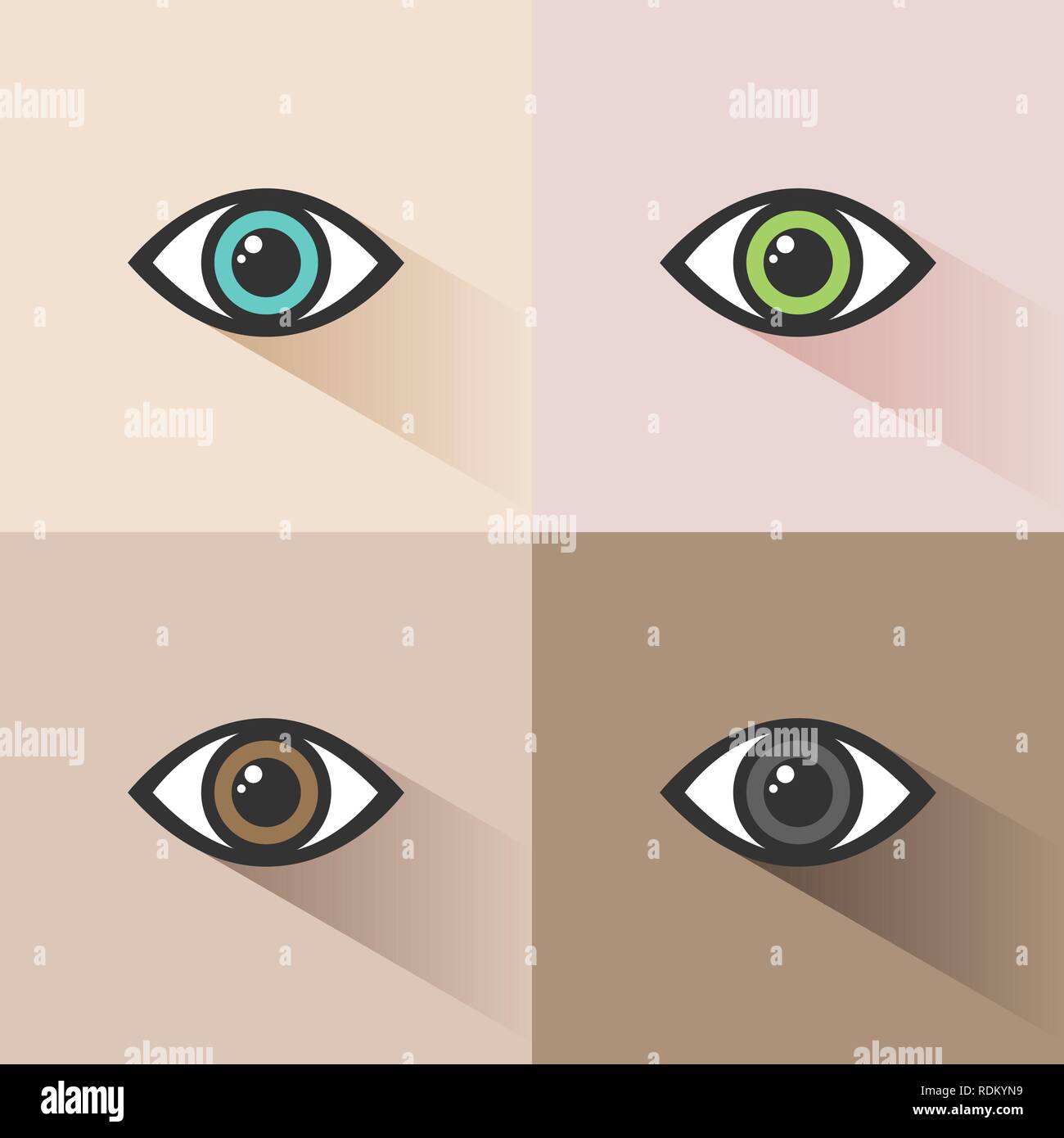 Human eye icon set on colored backgrounds. Vector illustration Stock ...