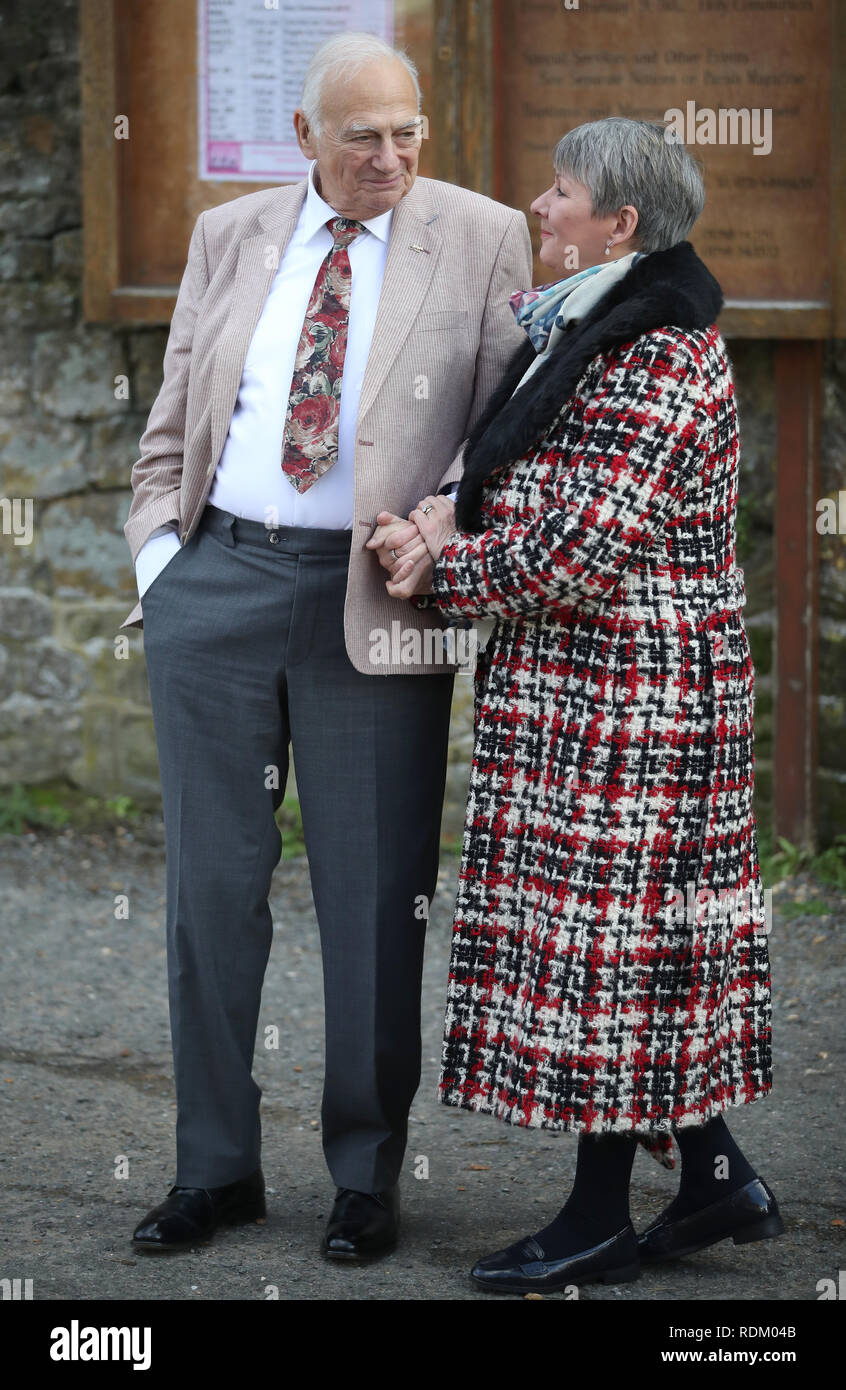 Roy Hudd and his wife Debbie arrive at All Hallows Church in Tillington ...