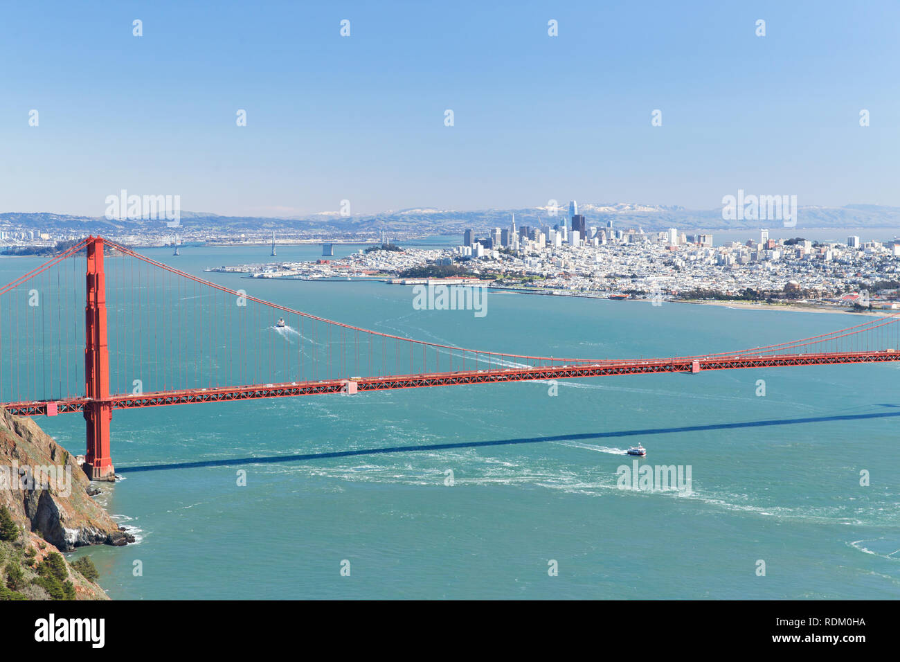 view of golden gate bridge over san francisco bay Stock Photo - Alamy