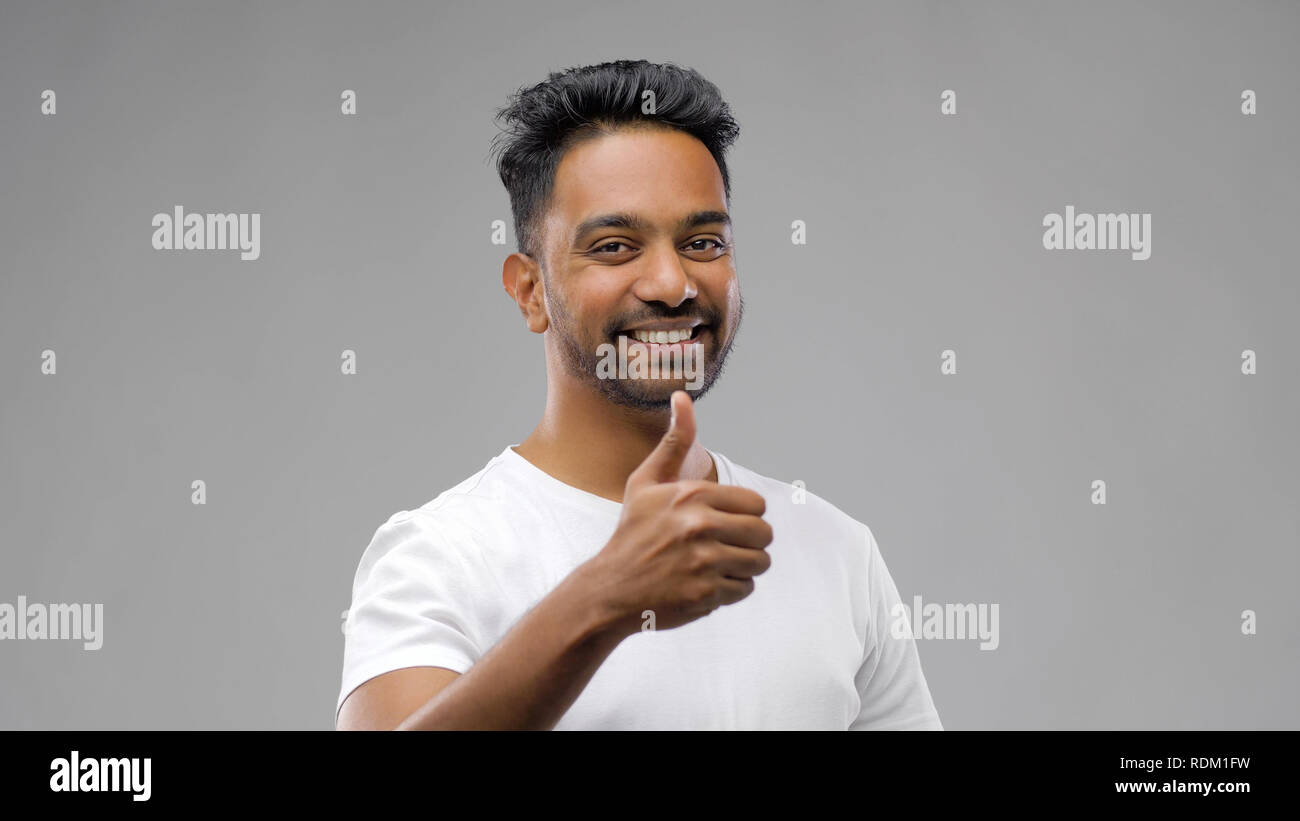 happy indian man showing thumbs up Stock Photo - Alamy