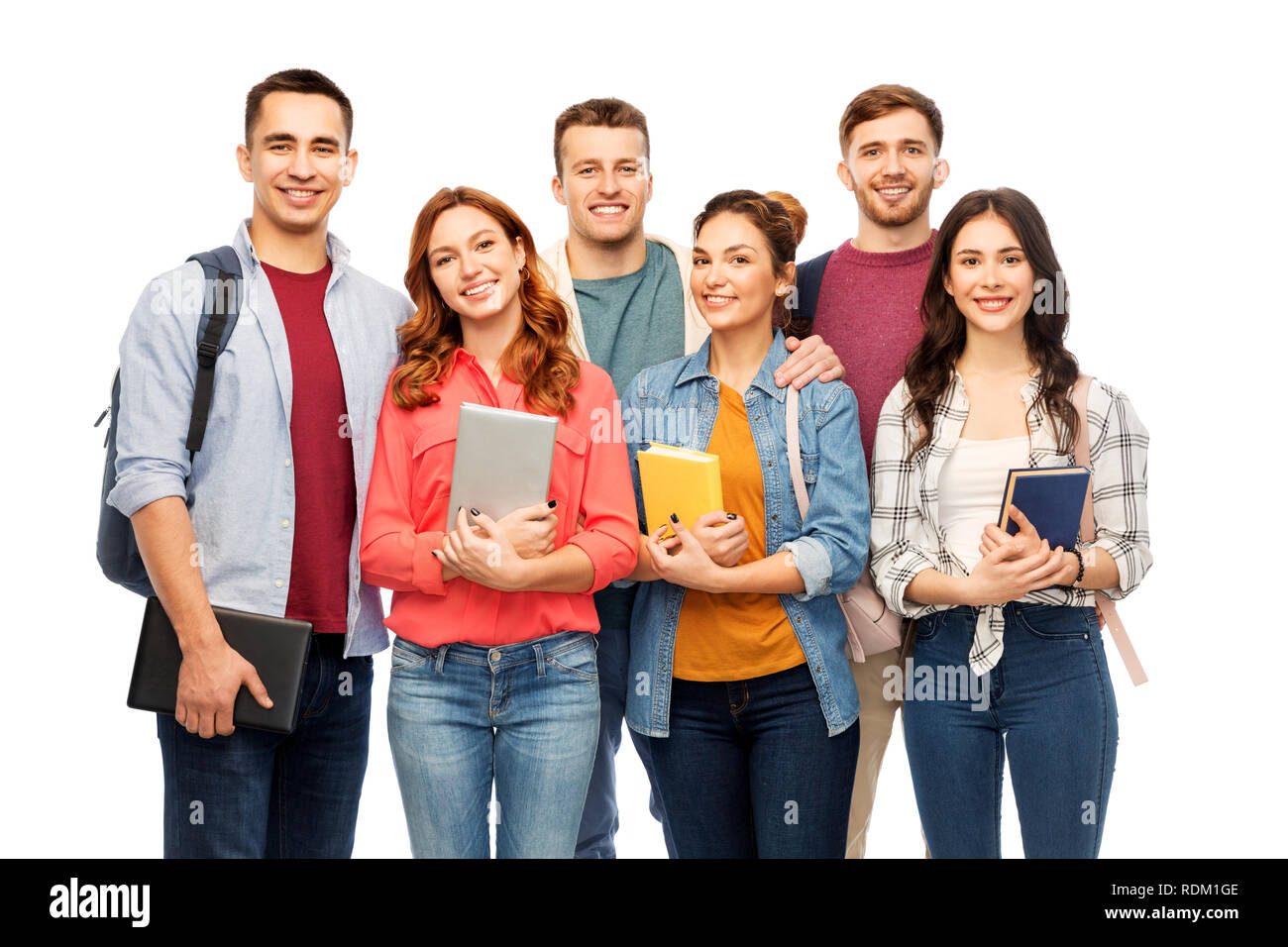 group of smiling students with books Stock Photo - Alamy