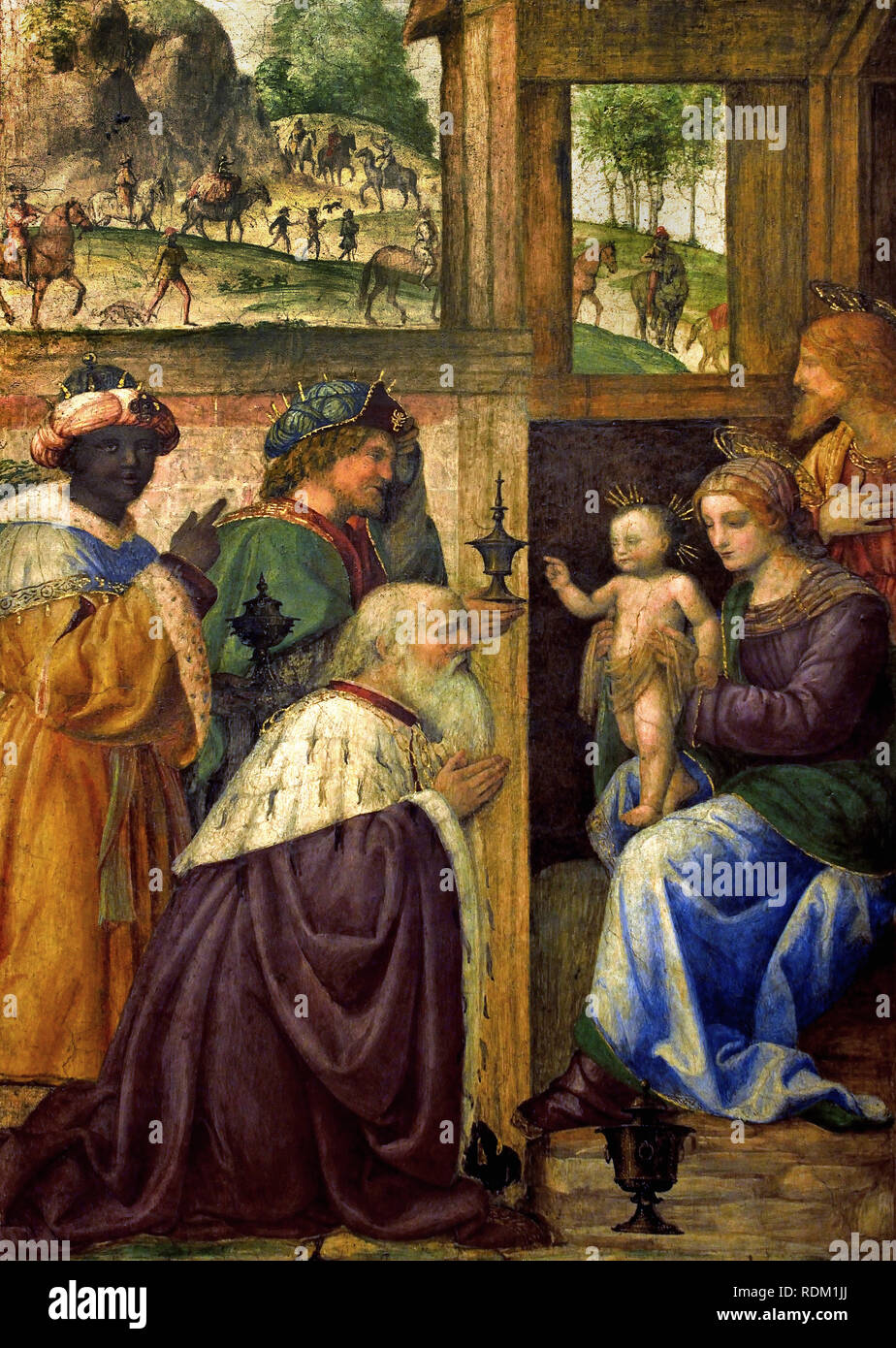 Adoration of the Magi by, Bernardino LUINI, 1485 - 1532, Italy, Italian, (fresco Stock Photo - Alamy