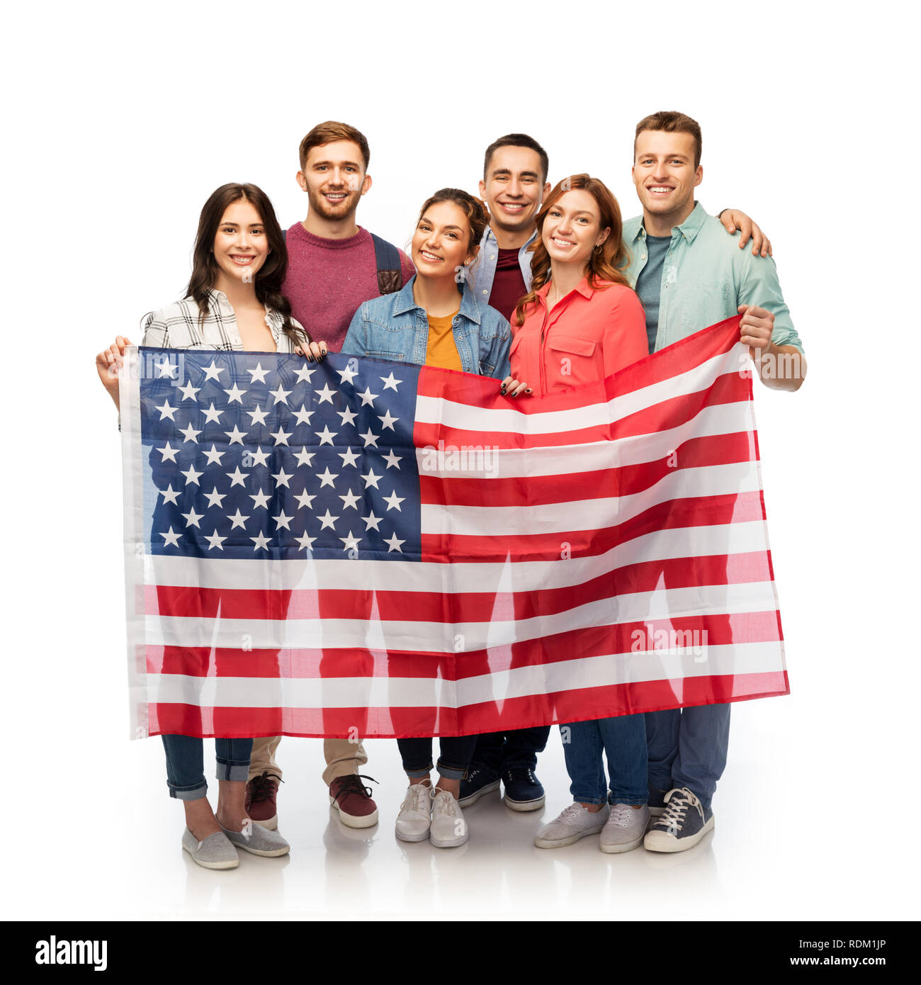 Girl smiling standing american flag hi-res stock photography and images ...