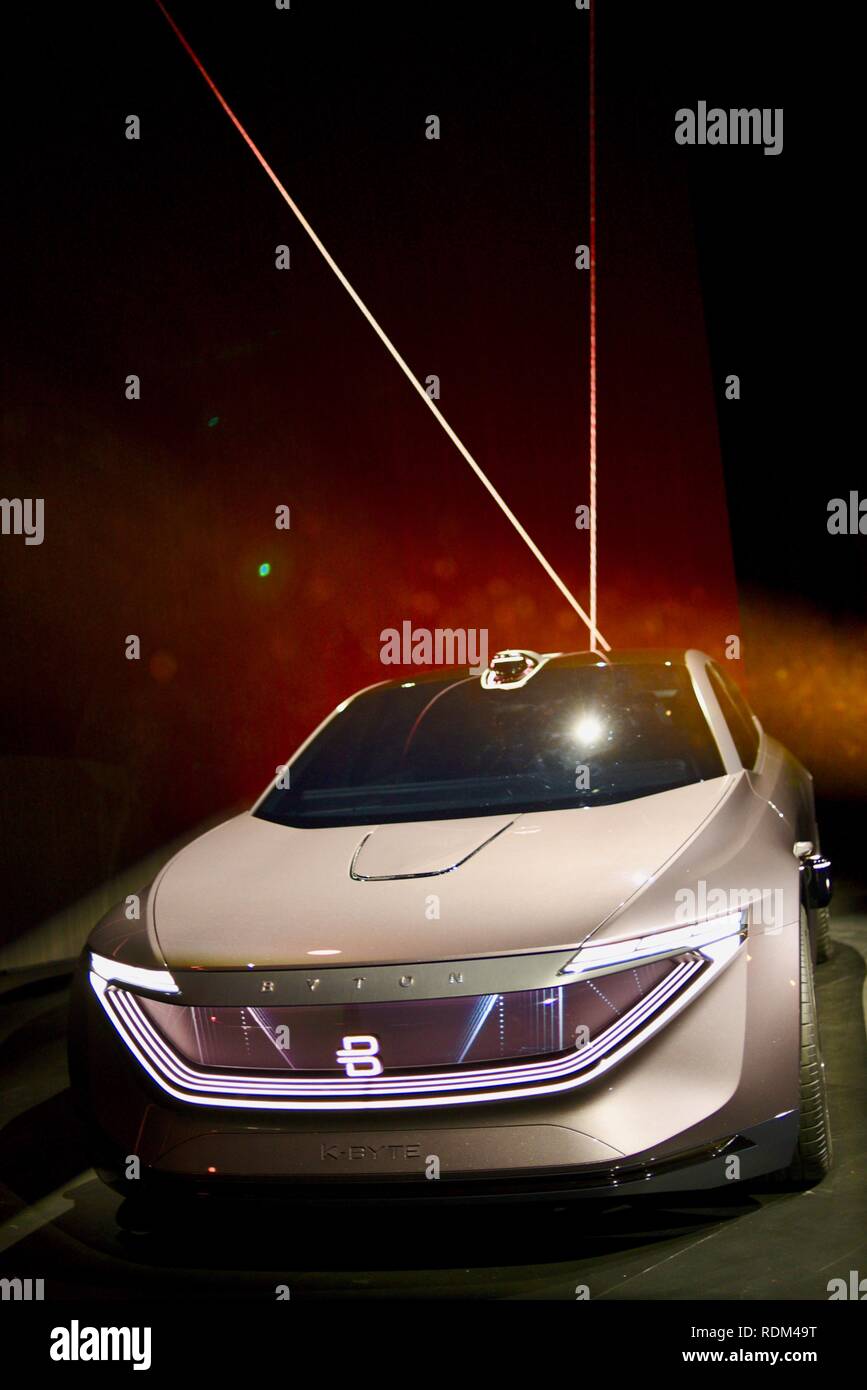 Byton all electric vehicle (EV) K-Byte concept connected car displayed ...