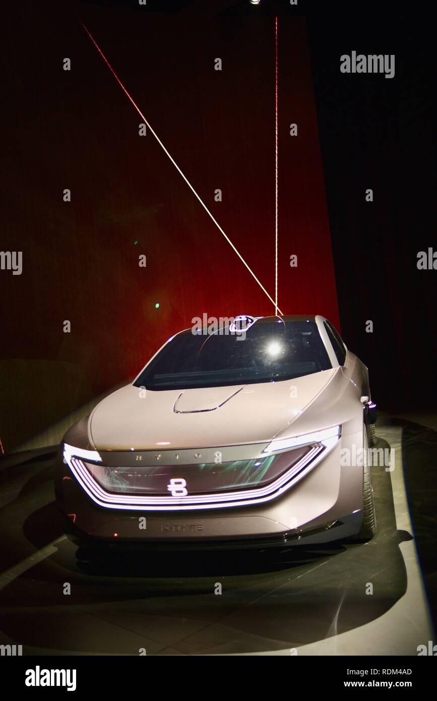 Byton all electric vehicle (EV) K-Byte concept connected car displayed ...