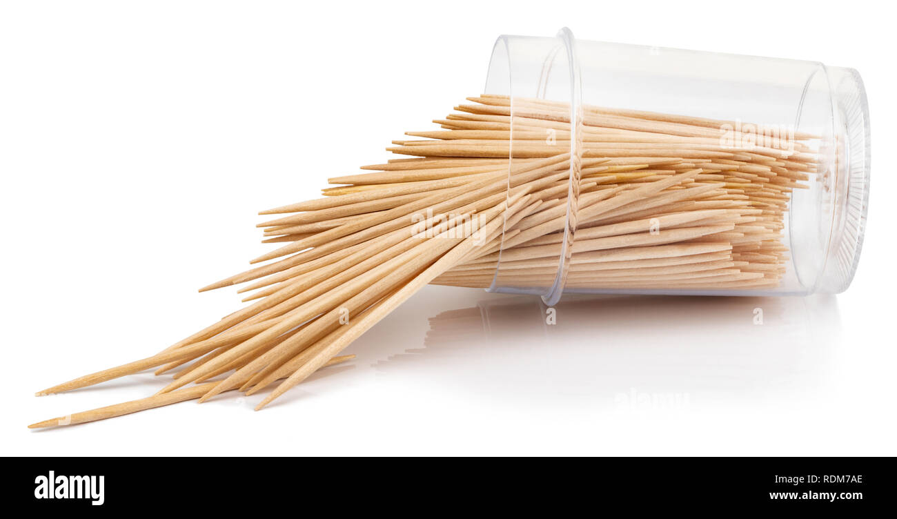toothpicks in a box isolated on white background with clipping path ...
