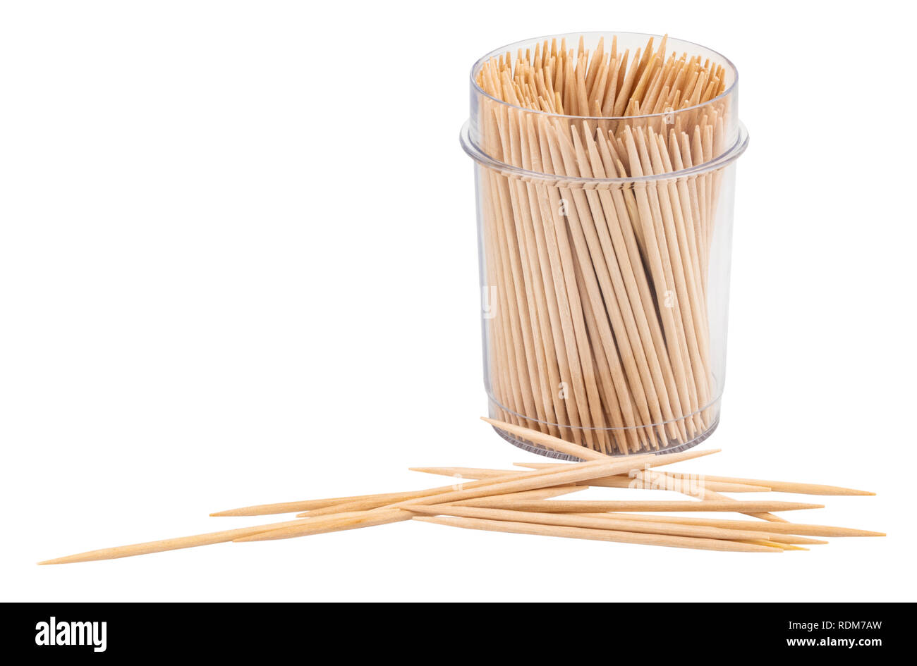 toothpicks in a box isolated on white background with clipping path ...
