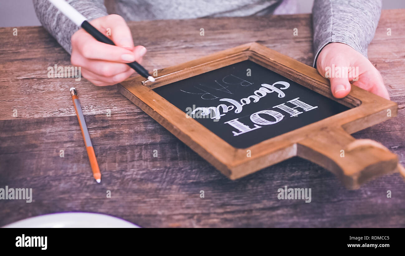 Step by step. Writing chalk board sign-Hot Chocolate Bar- for hot ...