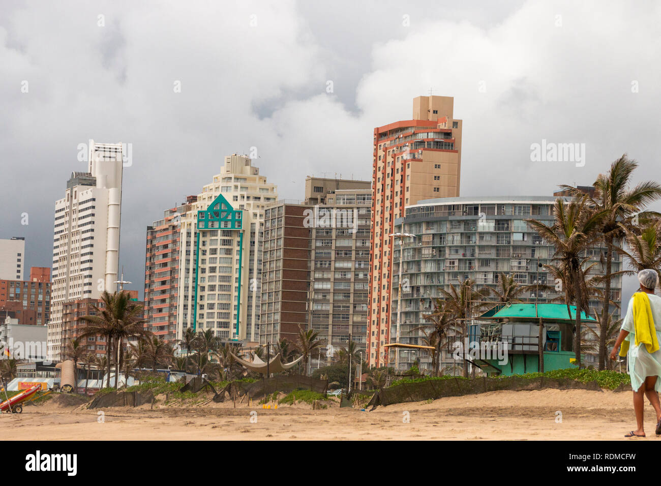 A view of the main buildings a long durban beach front taken for the ...