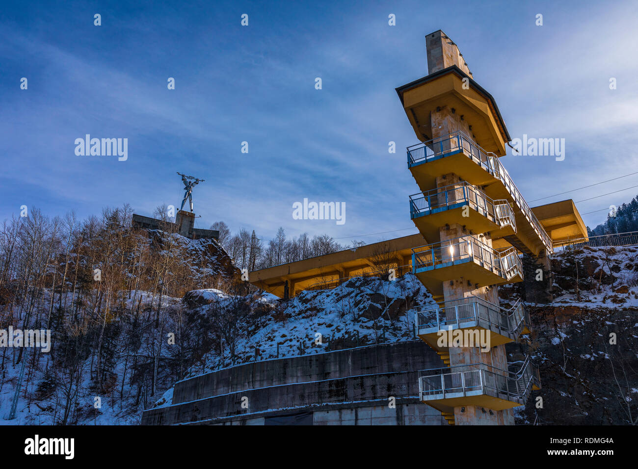 Prometheus statue next to Vidraru Dam in Romania Stock Photo - Alamy