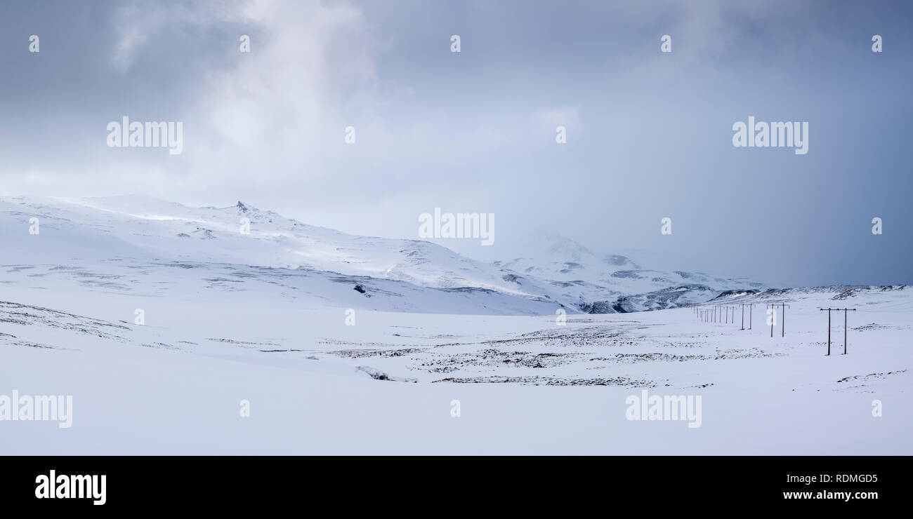 Power line snow mountain hi-res stock photography and images - Alamy