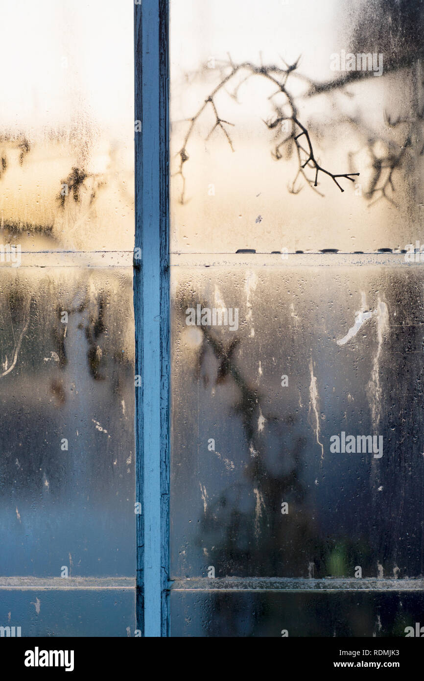 Close-up view of frosted window Stock Photo - Alamy
