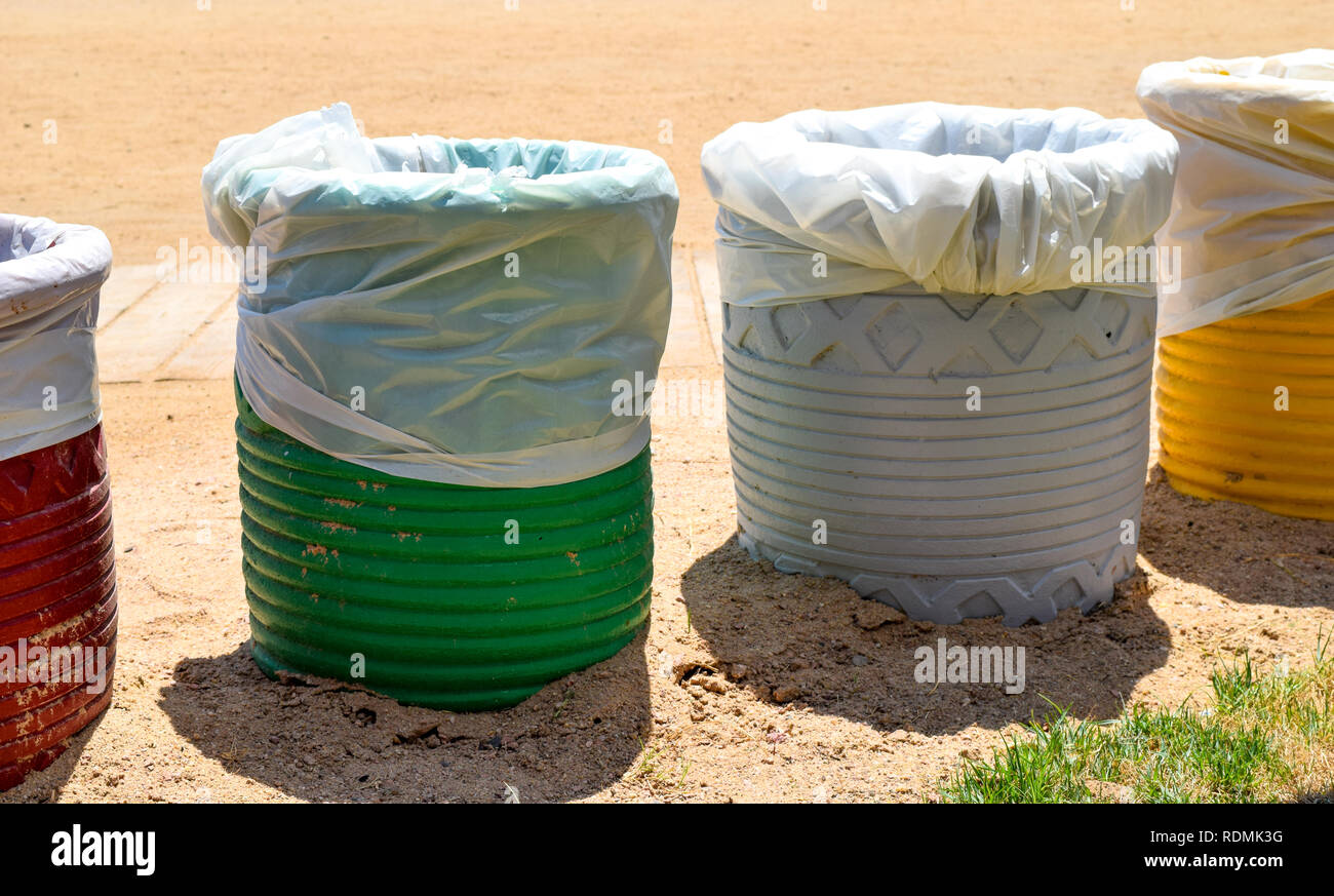 Four containers for garbage sorting and recycling, garbage containers ...