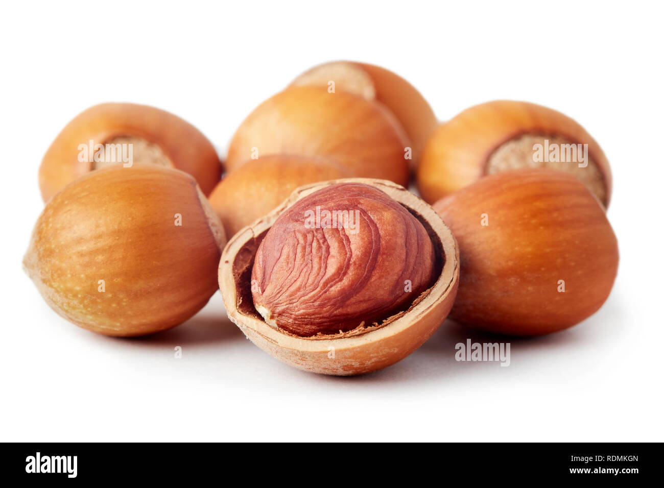 Fresh ripe organic hazelnuts (filbert) isolated on white background ...