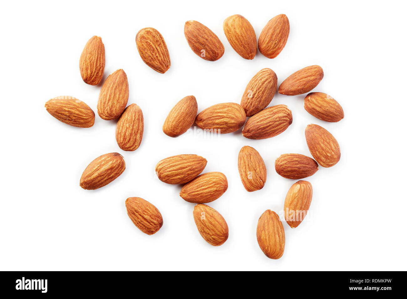 Almonds kernel isolated on white background. Top view Stock Photo - Alamy