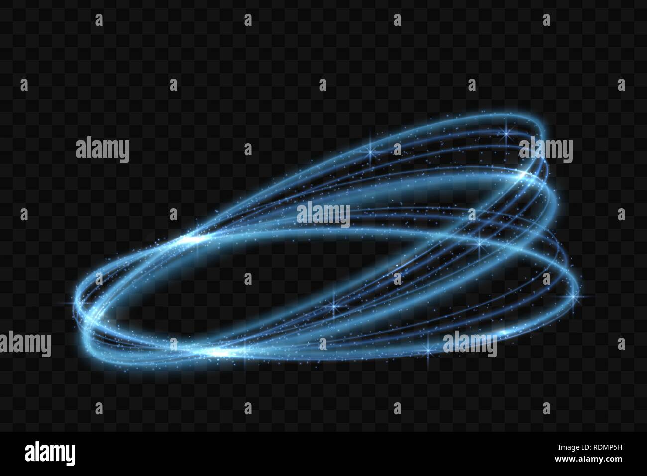 Vector circle neon light tracing effect. Glowing magic fire ring trace ...