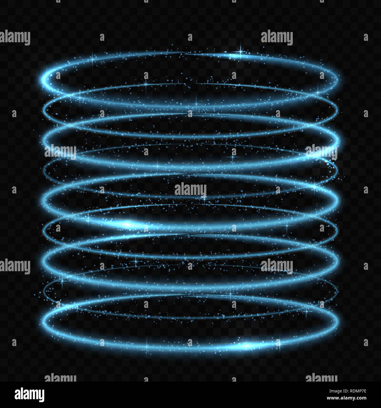 Vector circle neon light tracing effect. Glowing magic fire ring trace ...