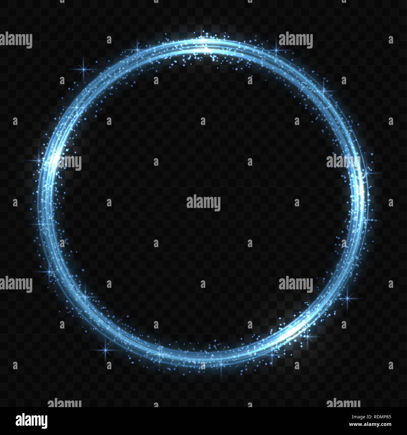 Vector circle neon light tracing effect. Glowing magic fire ring trace ...