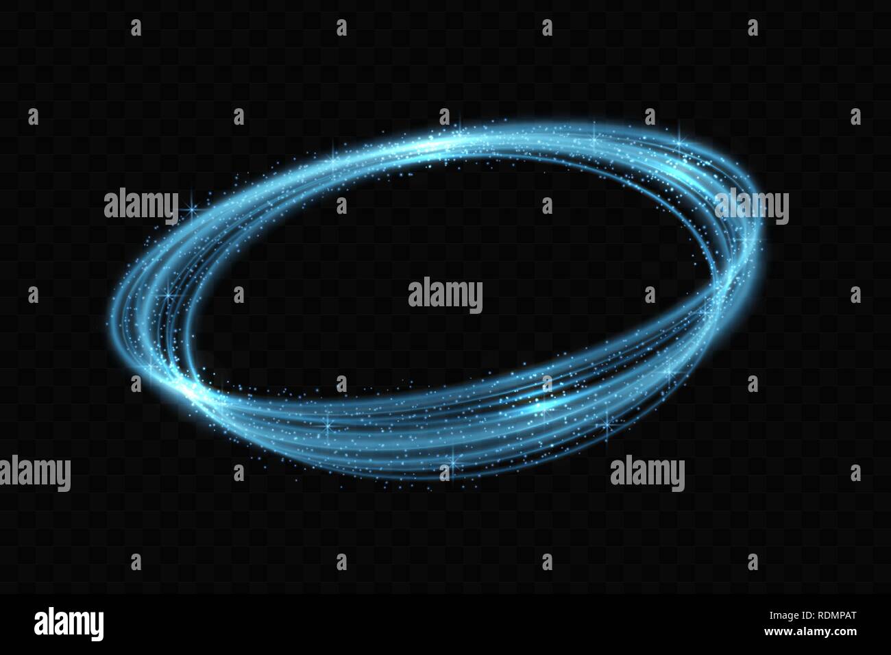 Vector circle neon light tracing effect. Glowing magic fire ring trace ...