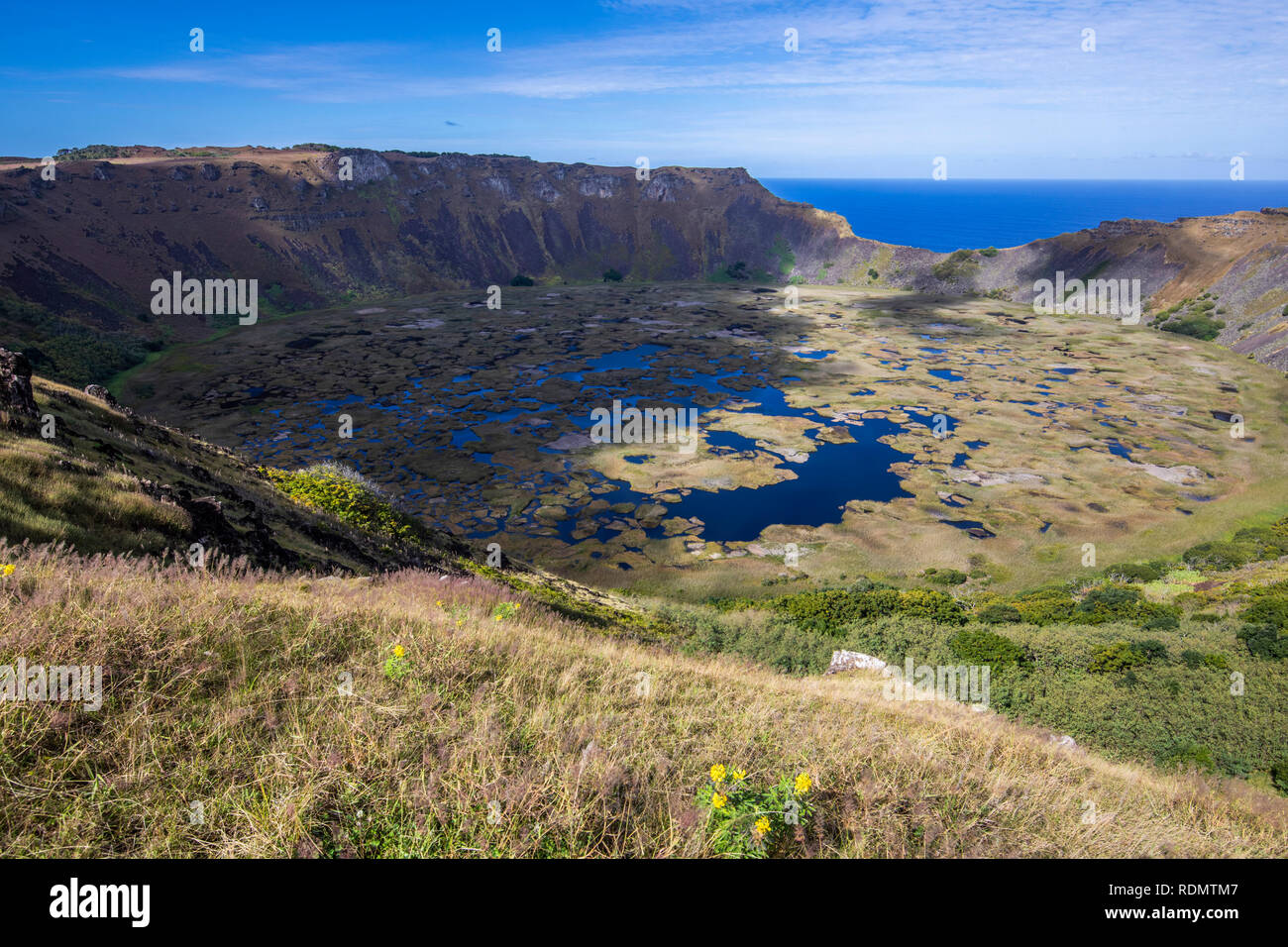 Amazing view over Rano Kau Volcano and its crater lake the most ...
