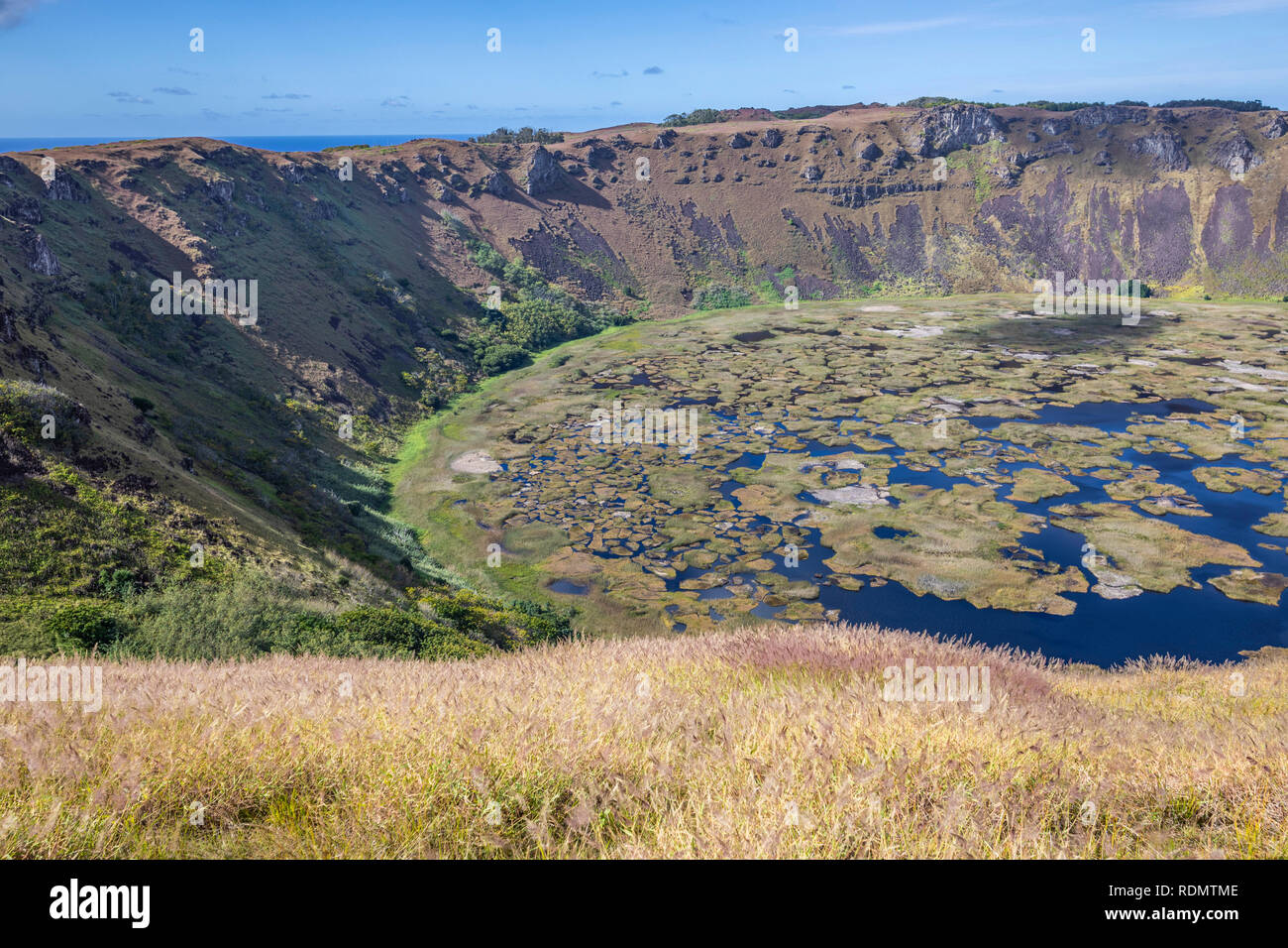 Amazing view over Rano Kau Volcano and its crater lake the most ...
