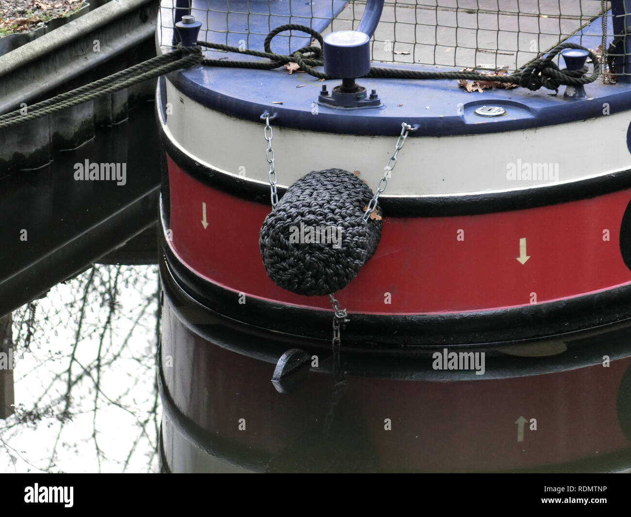 Narrowboat Stern and Rope Fender, UK Stock Photo - Alamy