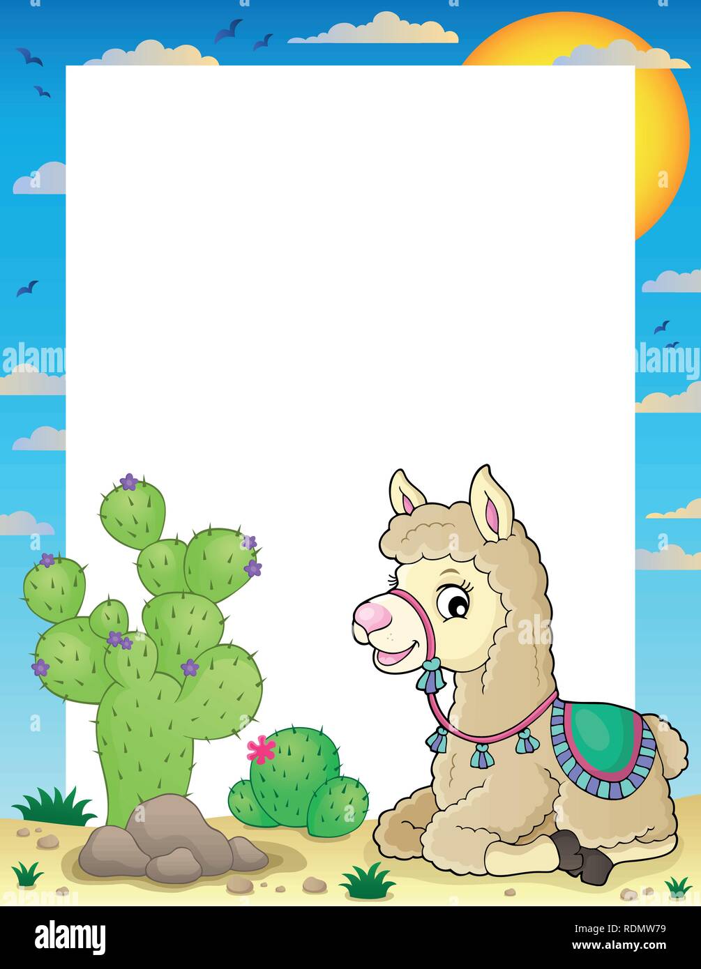 Llama theme frame 2 - eps10 vector illustration Stock Vector Image ...