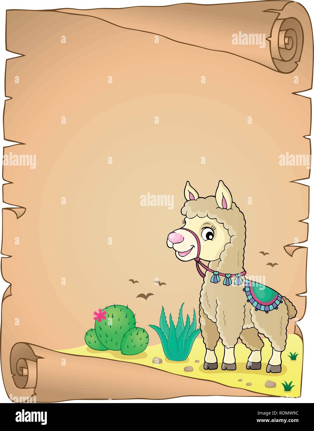 Llama theme parchment 3 - eps10 vector illustration Stock Vector Image ...