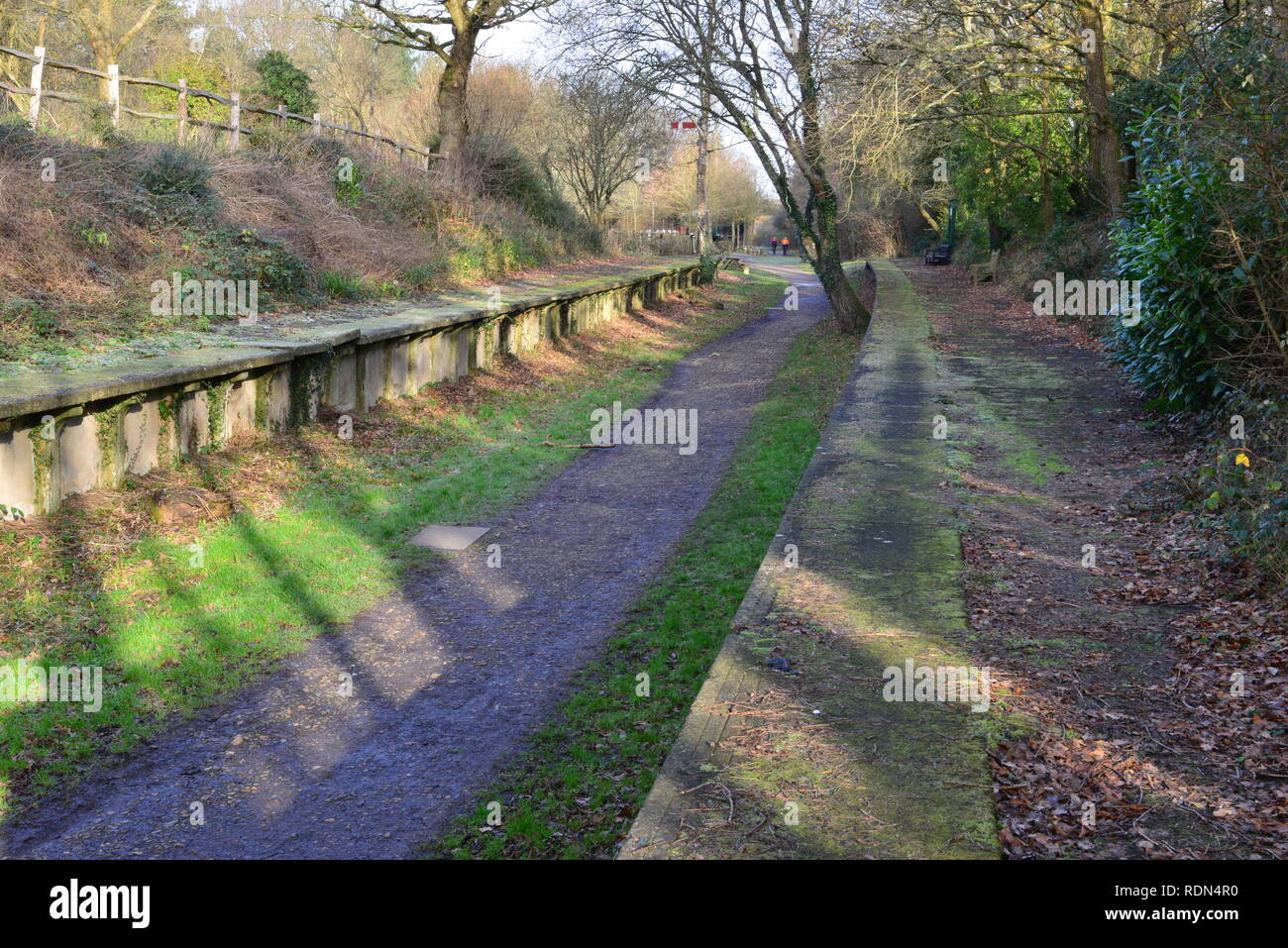 Closed and abandoned railway station at West Grinstead in West Sussex ...