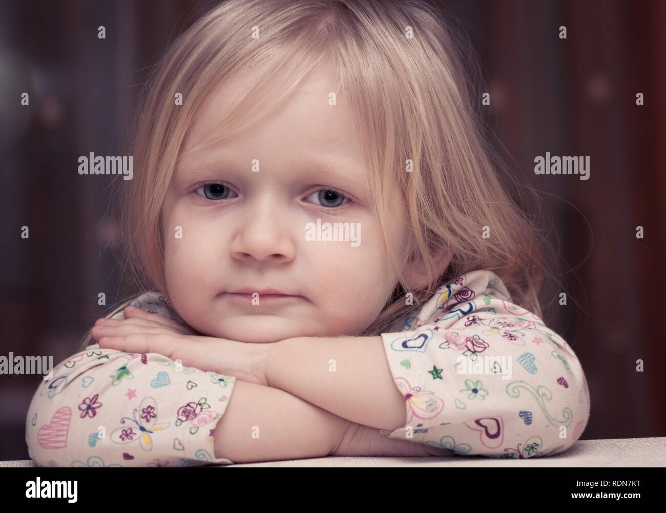 little girl evening split toning portrait Stock Photo - Alamy