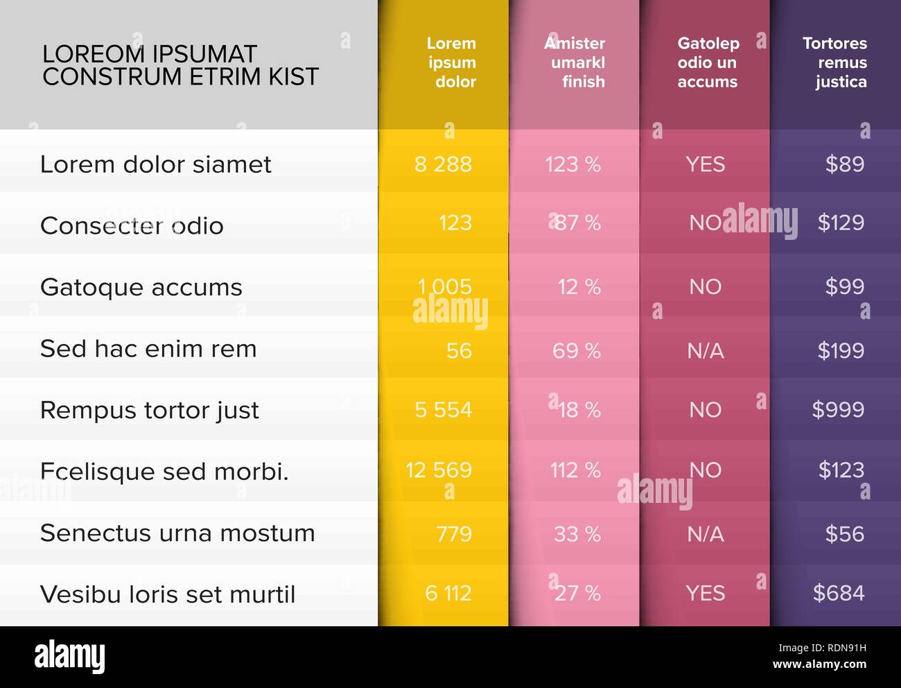 Multipurpose table layout template with nice folded design Stock Vector ...
