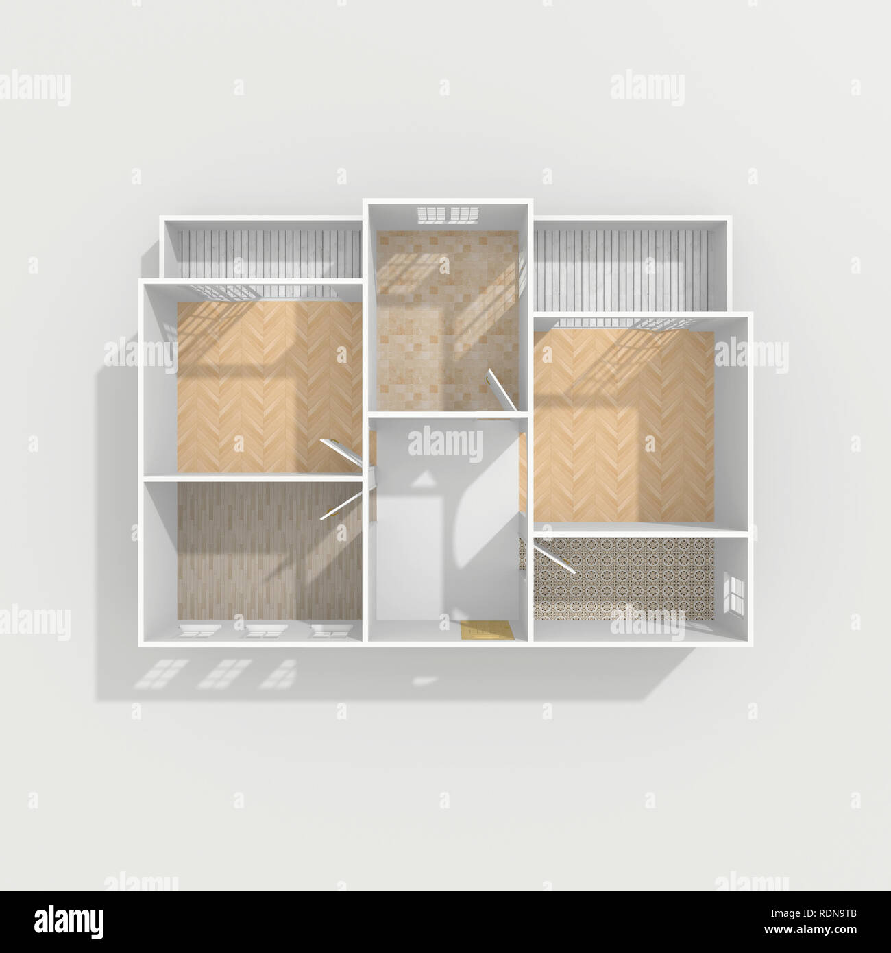 3d interior illustration rendering of empty home apartment Stock Photo ...